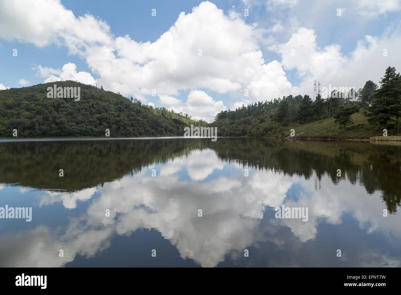 Landscape, clouds with water reflection, Lago do Pico do Itapeva ...