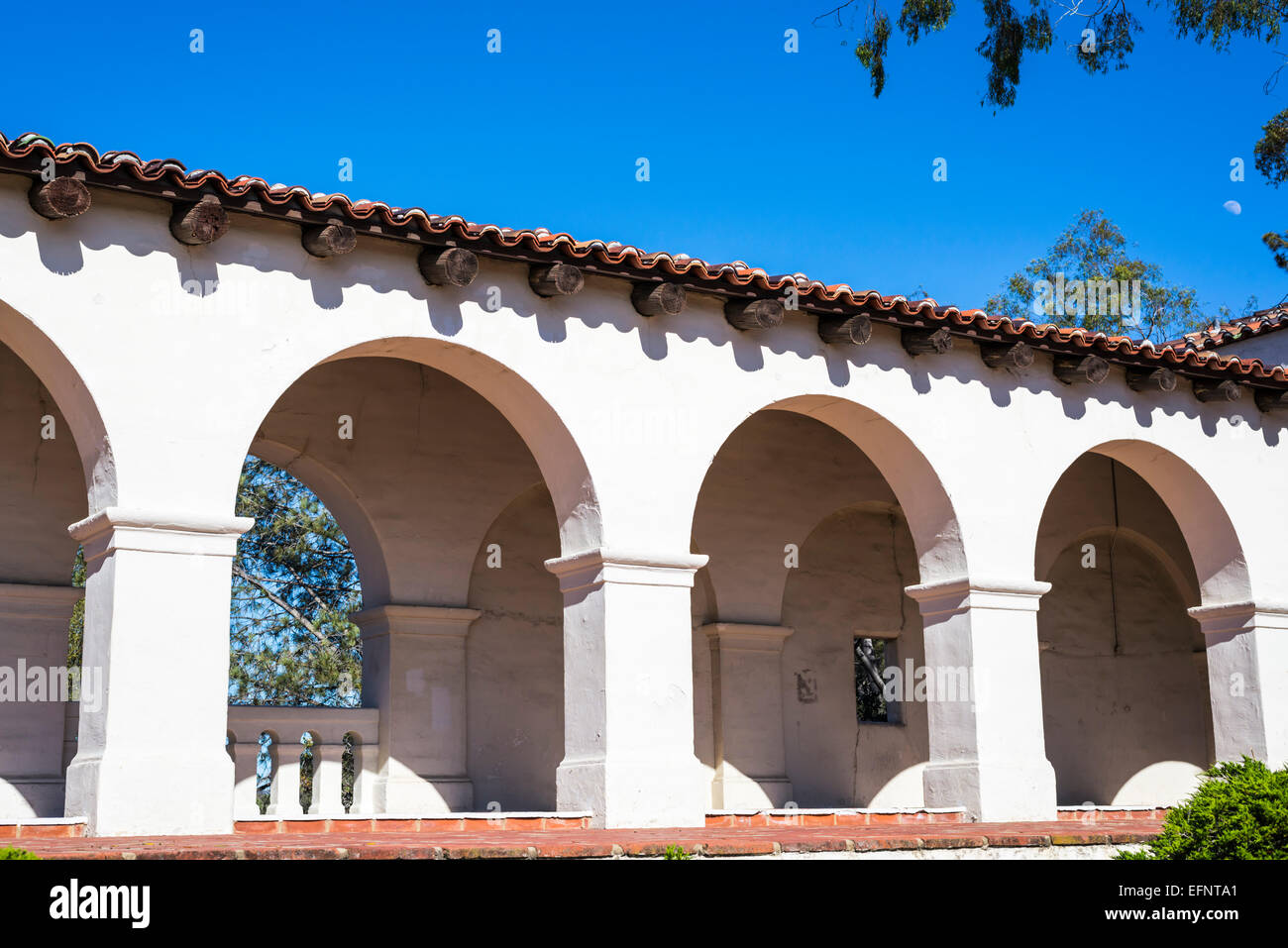 Columns and archways at the Junipero Serra Museum. San Diego ...