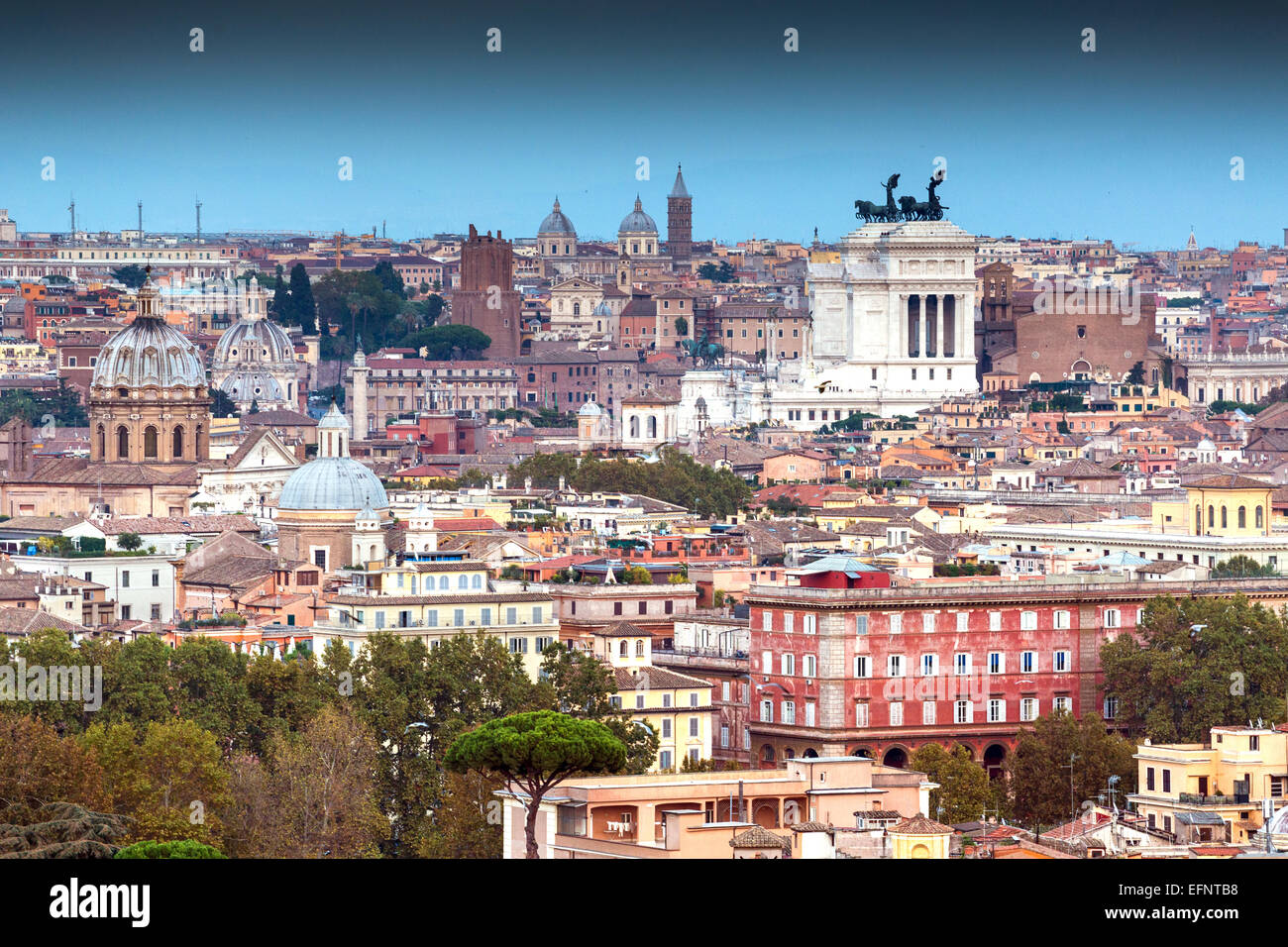 The cityscape of Rome, view from Gianicolo hill, Piazzale Giuseppe ...