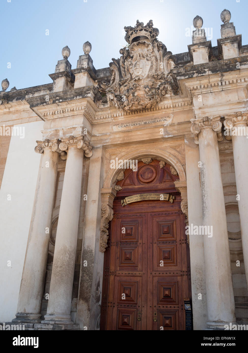 Joanine Library entrance door in Coimbra University Paço das Escolas ...