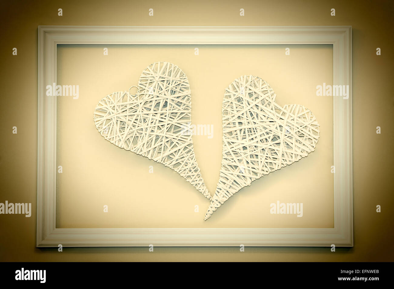 Two vintage hearts in frame Stock Photo - Alamy
