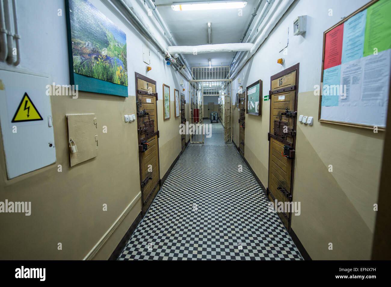 Warsaw, Poland. 8th February 2015. Prison corridor during Open Day in ...