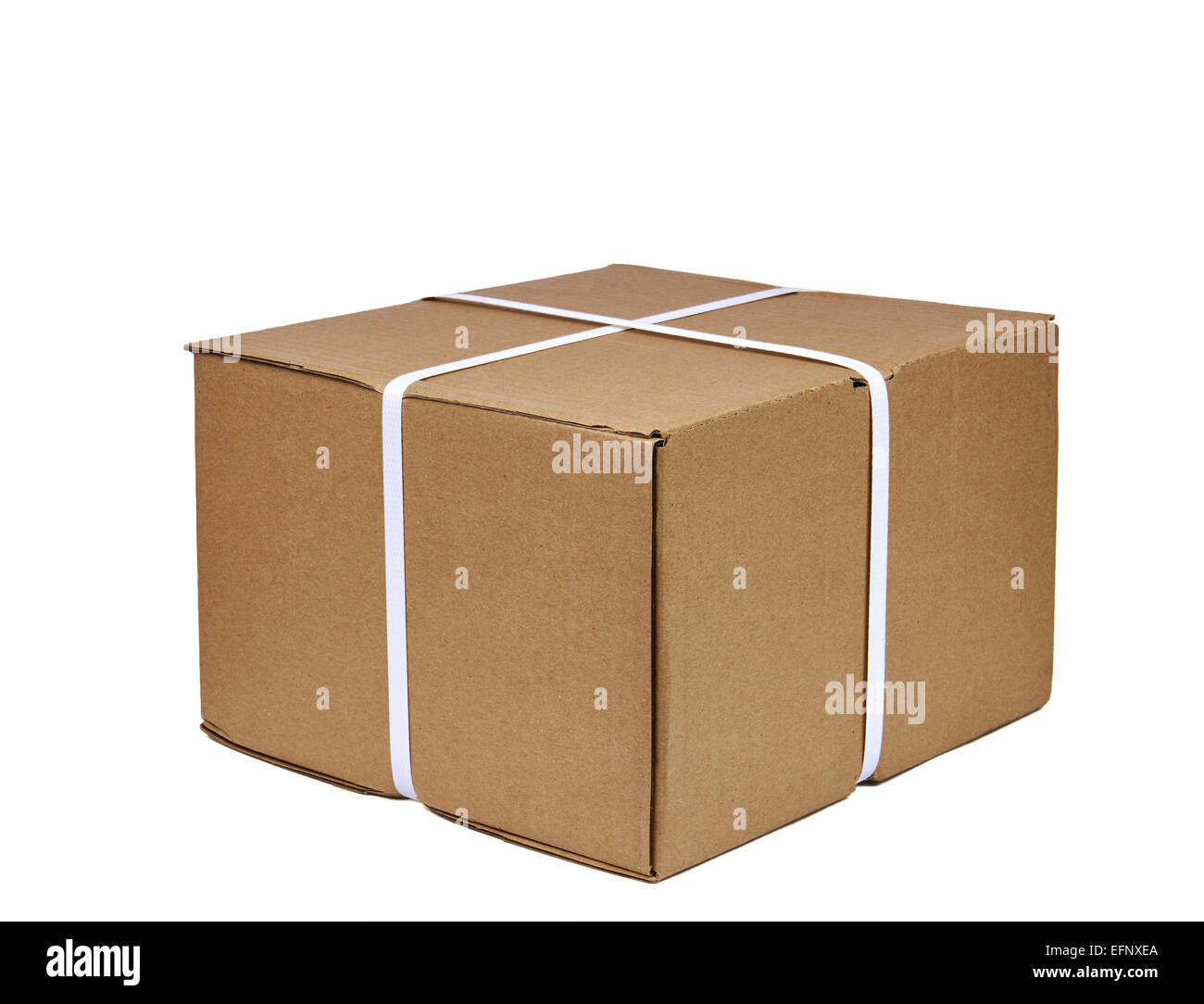 Bundled cardboard box isolated on white background Stock Photo - Alamy