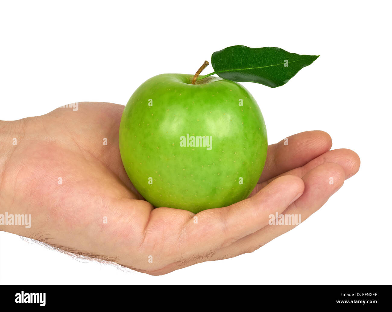 Green apple in hand hi-res stock photography and images - Alamy