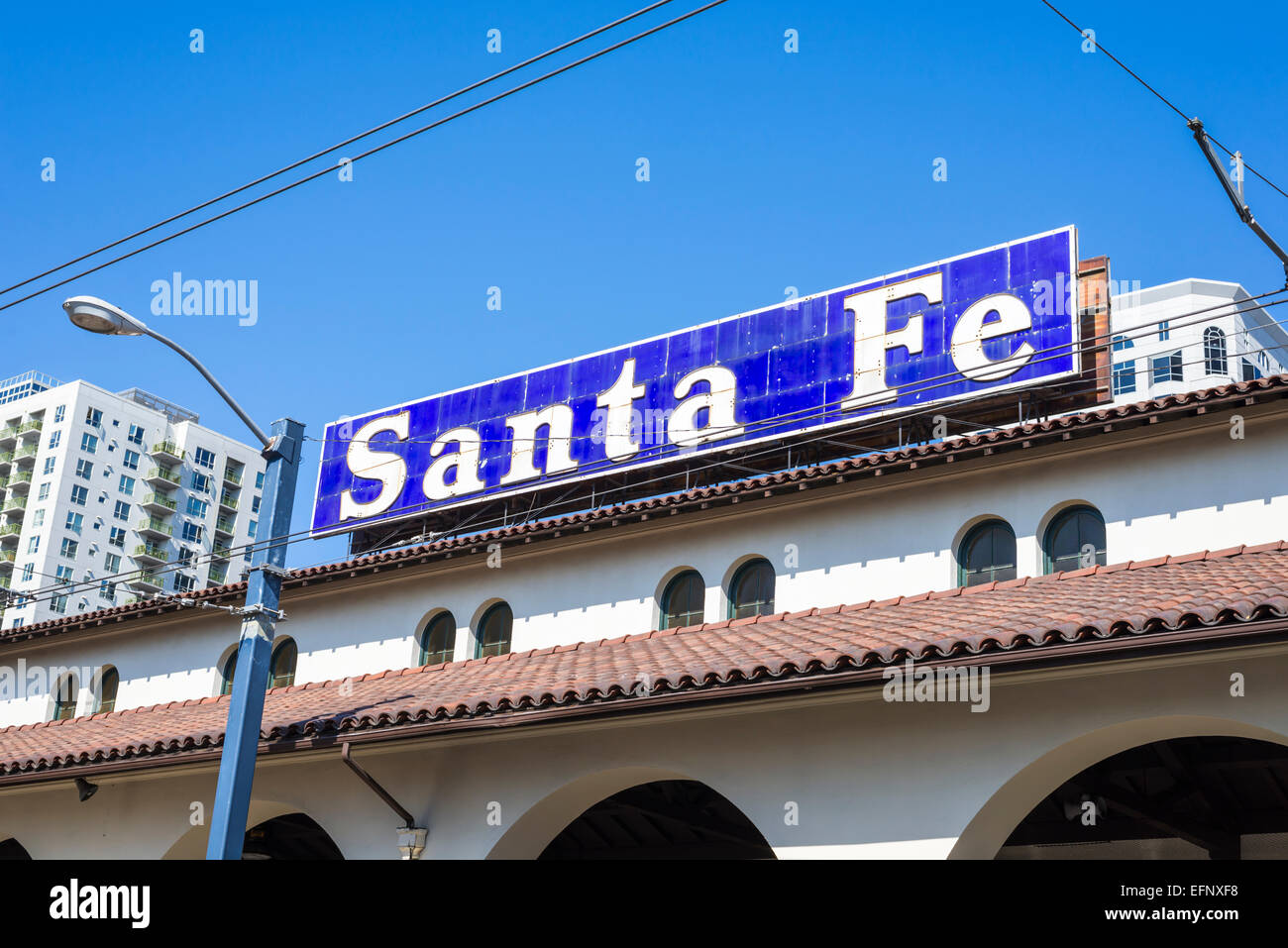 The Santa Fe Depot train station sign. San Diego, California, United ...