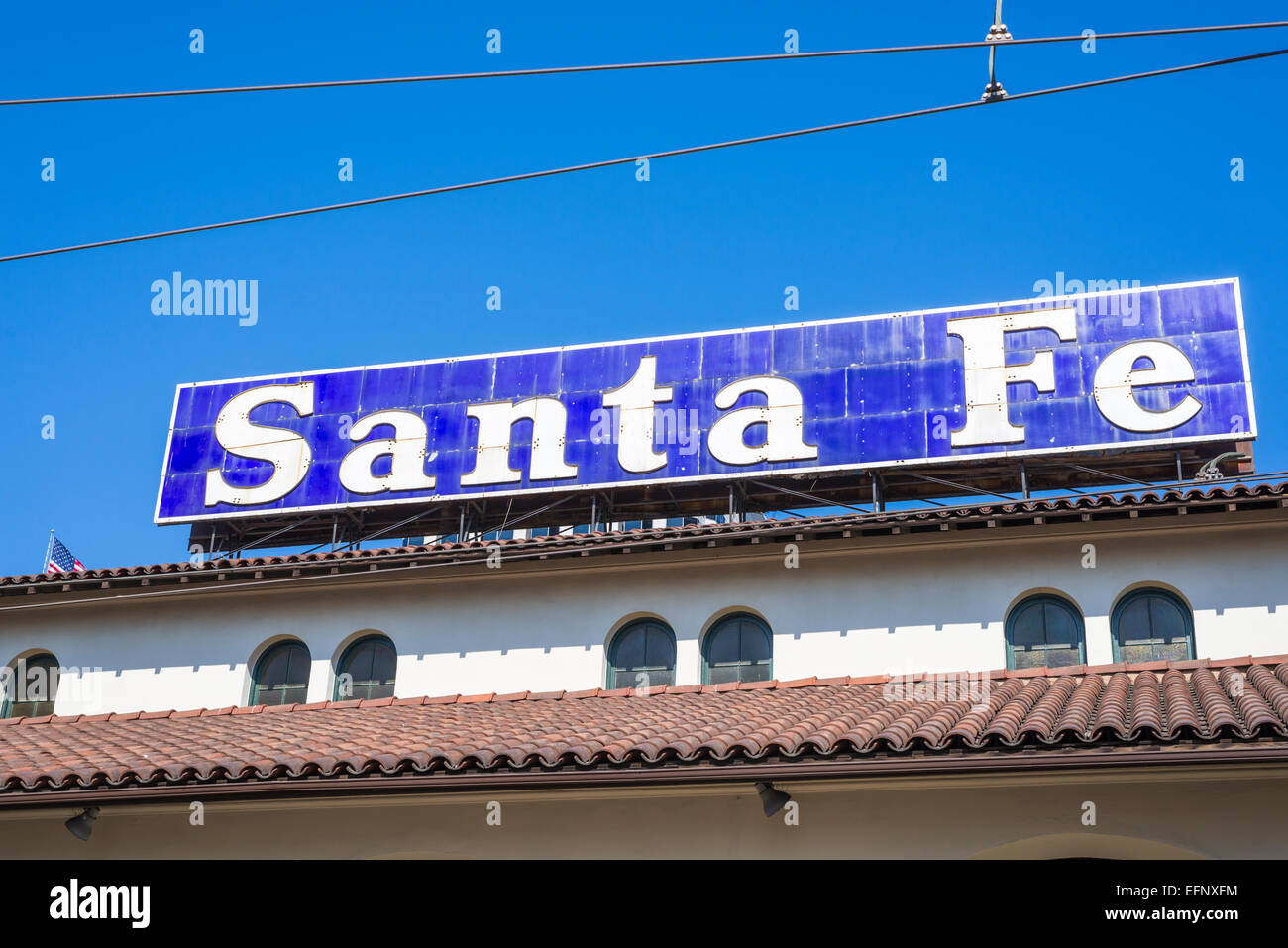 The Santa Fe Depot train station sign. San Diego, California, United ...