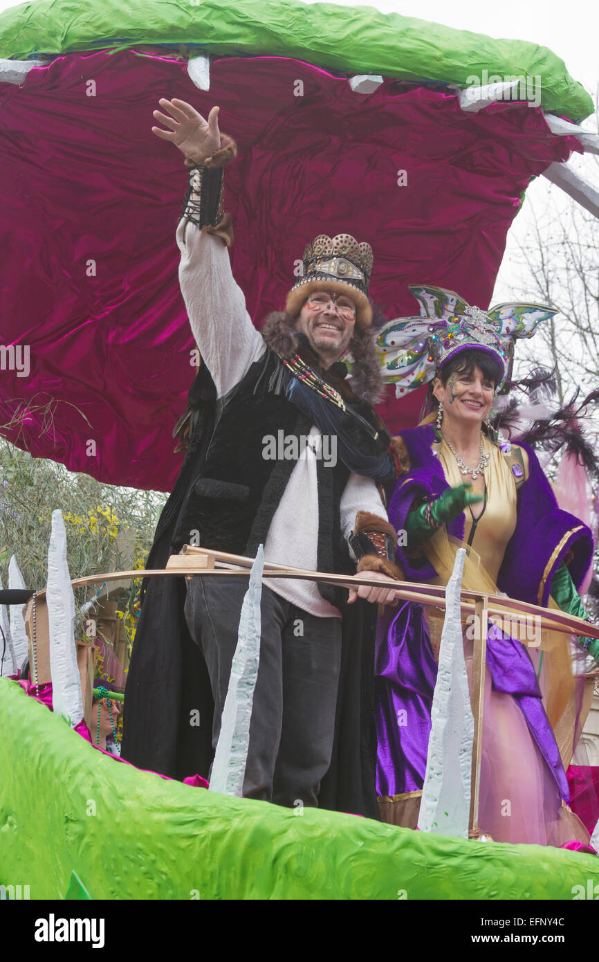 The King and Queen of Misrule wave to their subjects from a float in ...