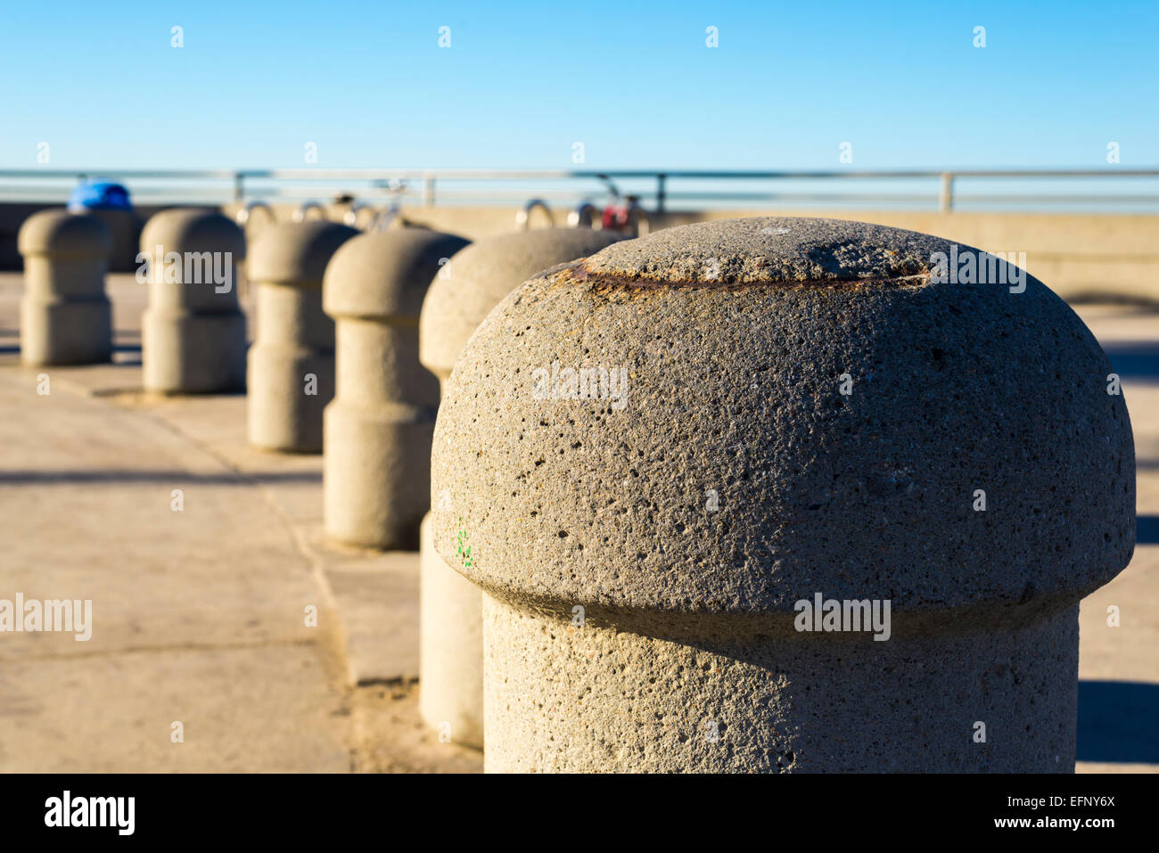 Concrete guard posts along the Pacific Beach Boardwalk. San Diego ...