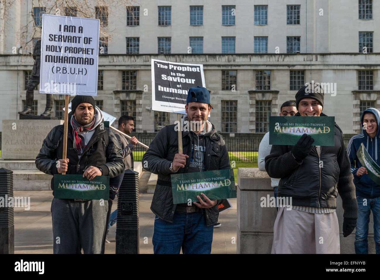British Muslims protest in London against Charlie Hebdo cartoons Stock ...