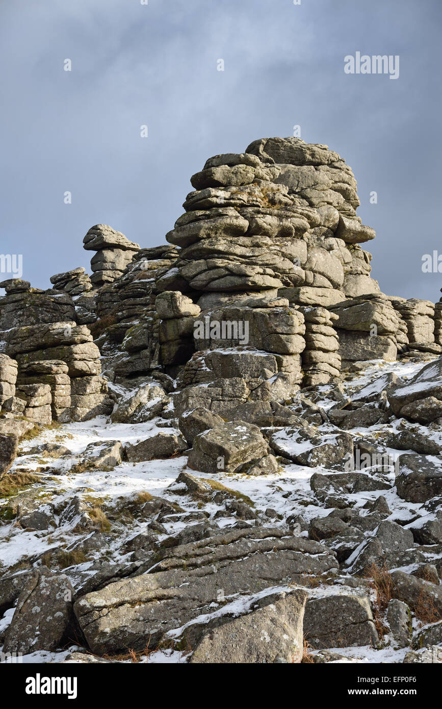 Hound Tor. A heavily weathered granite outcrop on Dartmoor, Devon, UK ...