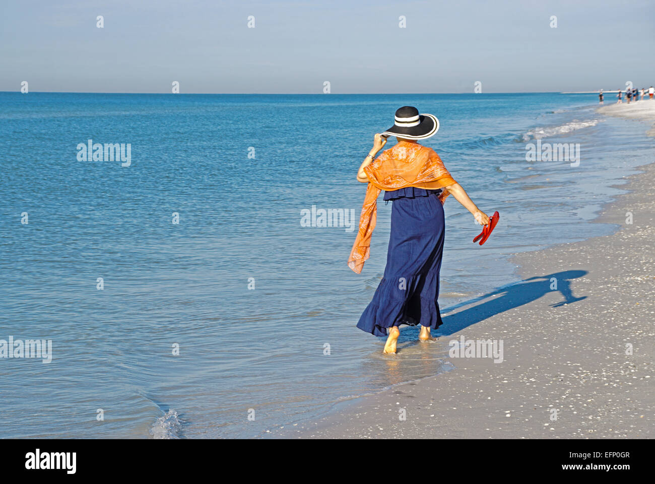 Woman wading in surf on Siesta Key Beach at Sarasota, Florida Stock ...