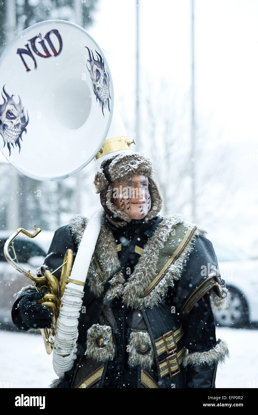 Titisee, Germany. 8th February, 2015. Musician during the Large Hill ...