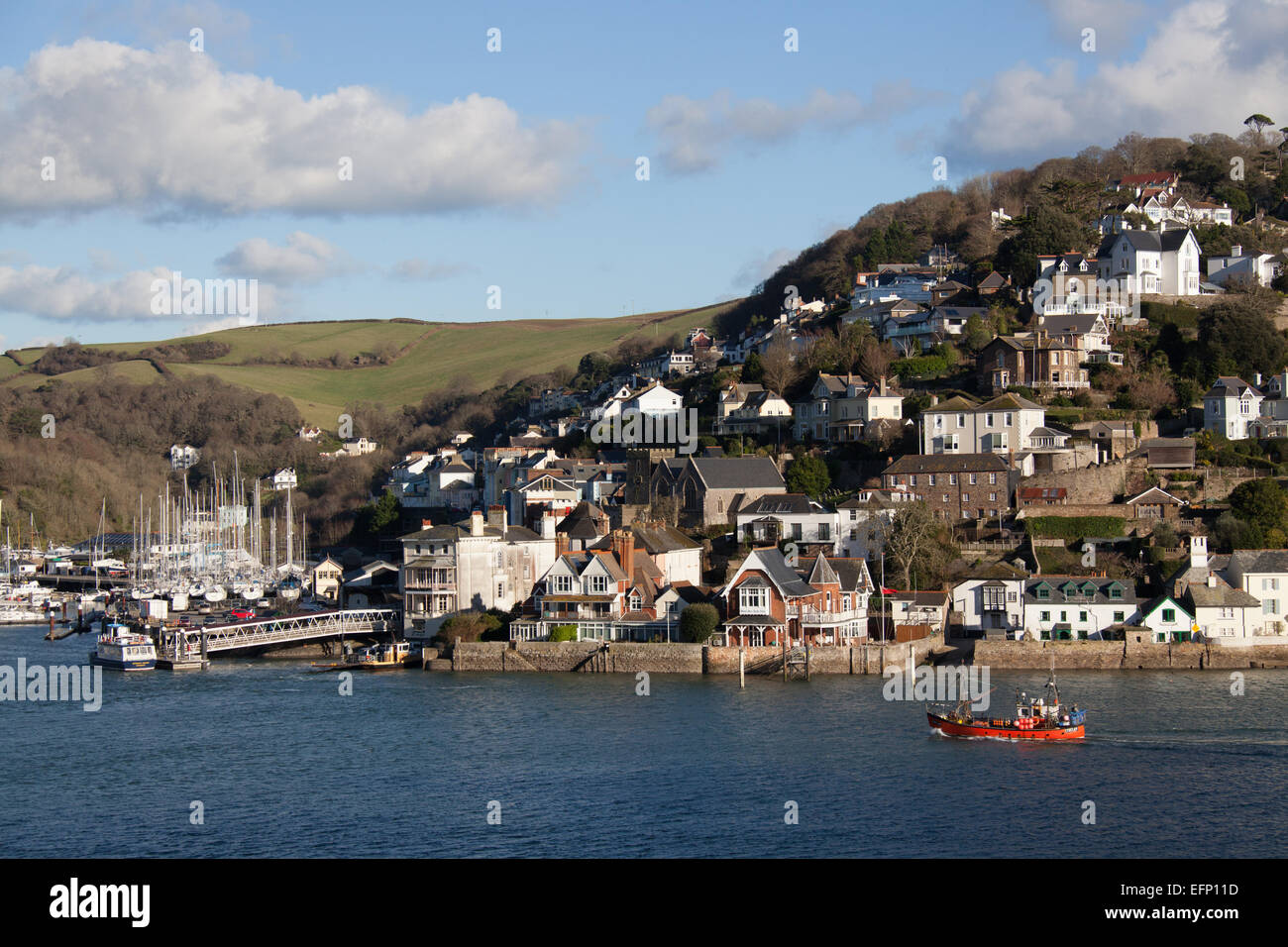 Town of Kingswear, England. Picturesque elevated view of Kingswear and ...
