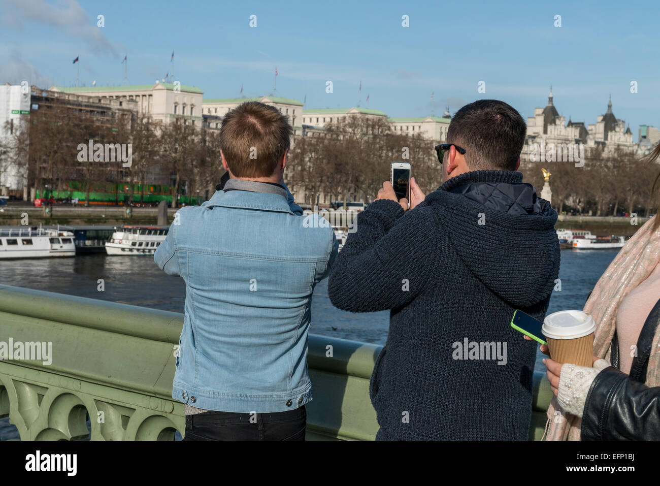 Selfie taken with selfie-stick in London Stock Photo - Alamy