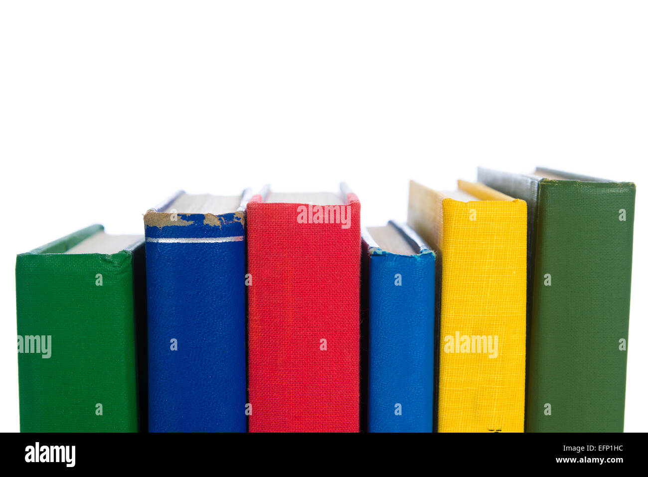 A stack of primary colored textbooks on a white background Stock Photo ...