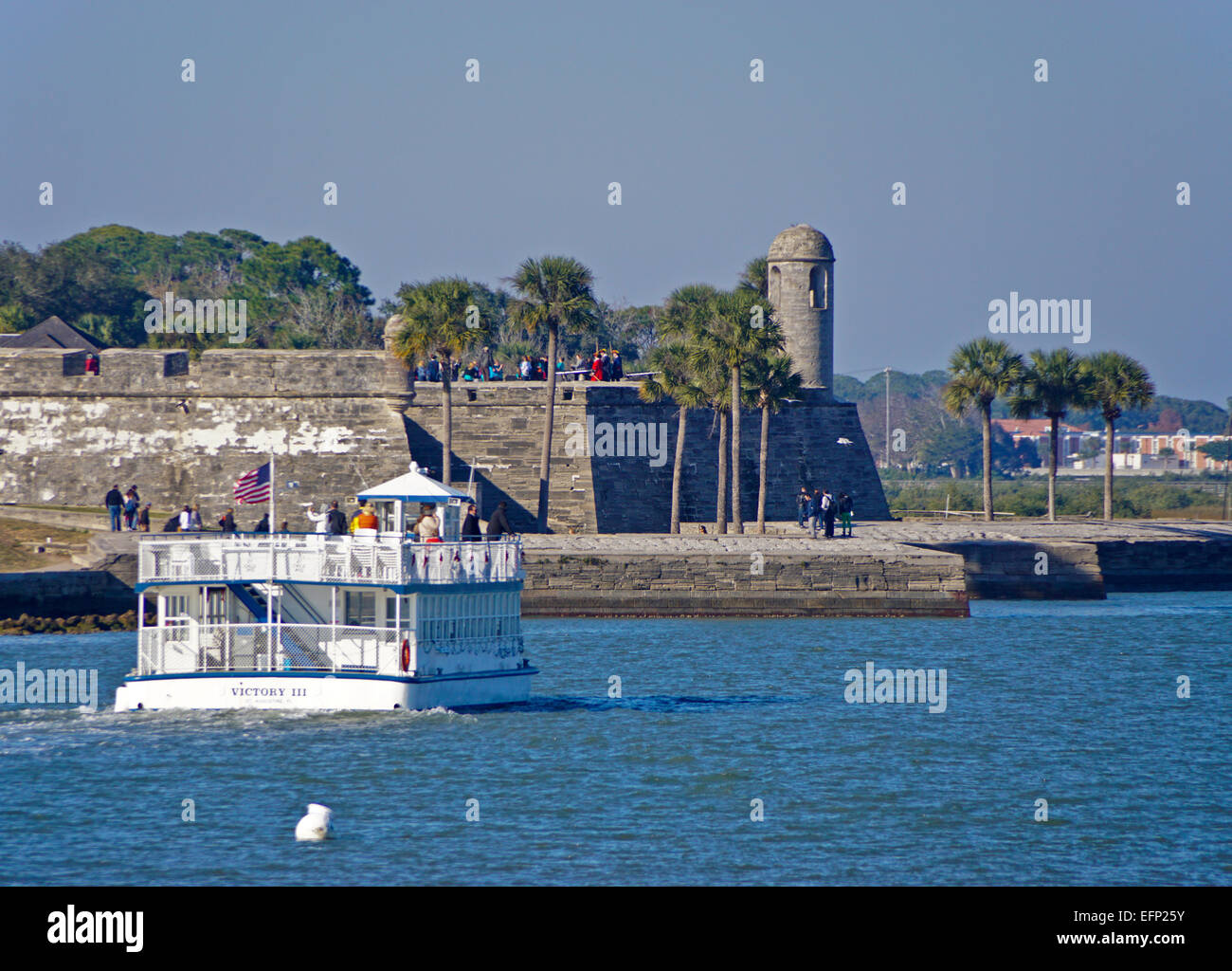 Scenic cruise boat Victory III on Matanzas Bay approaching Castillo de ...