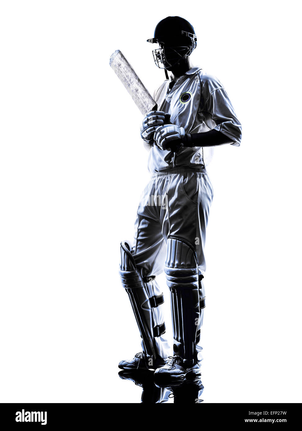 Cricket player batsman in silhouette shadow on white background Stock ...