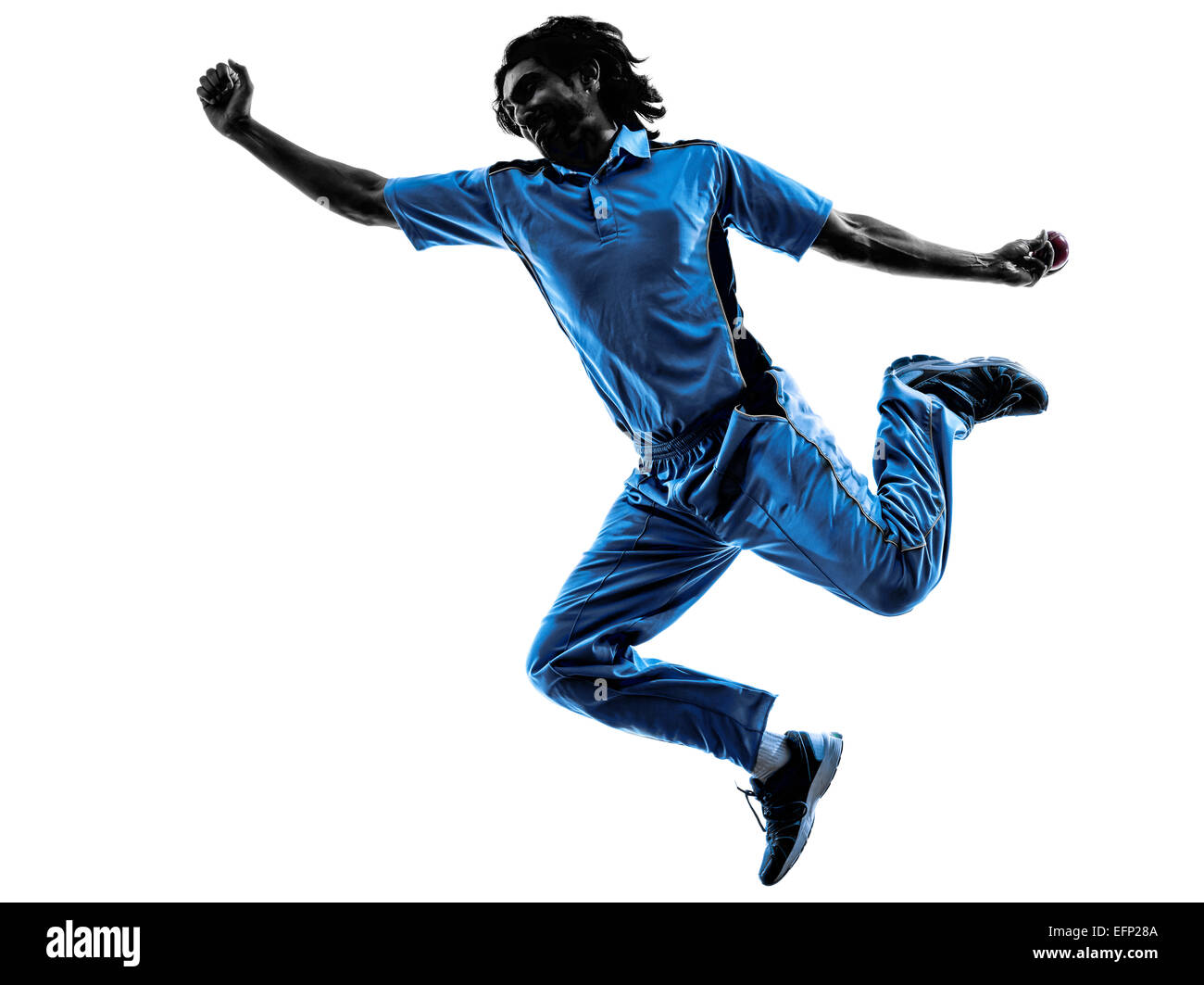 pitcher Cricket player in silhouette shadow on white background Stock ...