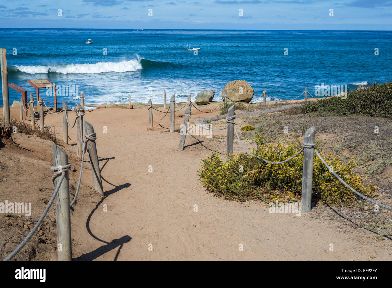 Hiking trail above the Point Loma Tidepools at the Cabrillo National ...