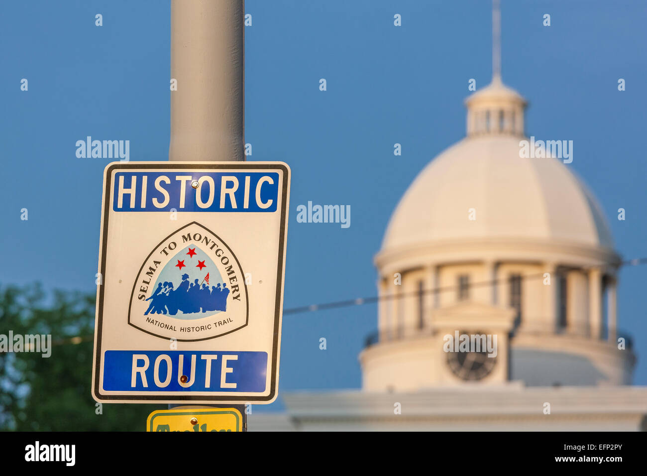 Sign Selma to Montgomery National Historic Route in front of Montgomery ...