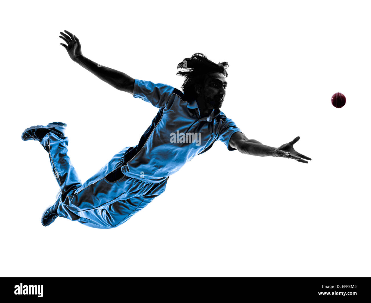 pitcher Cricket player in silhouette shadow on white background Stock ...