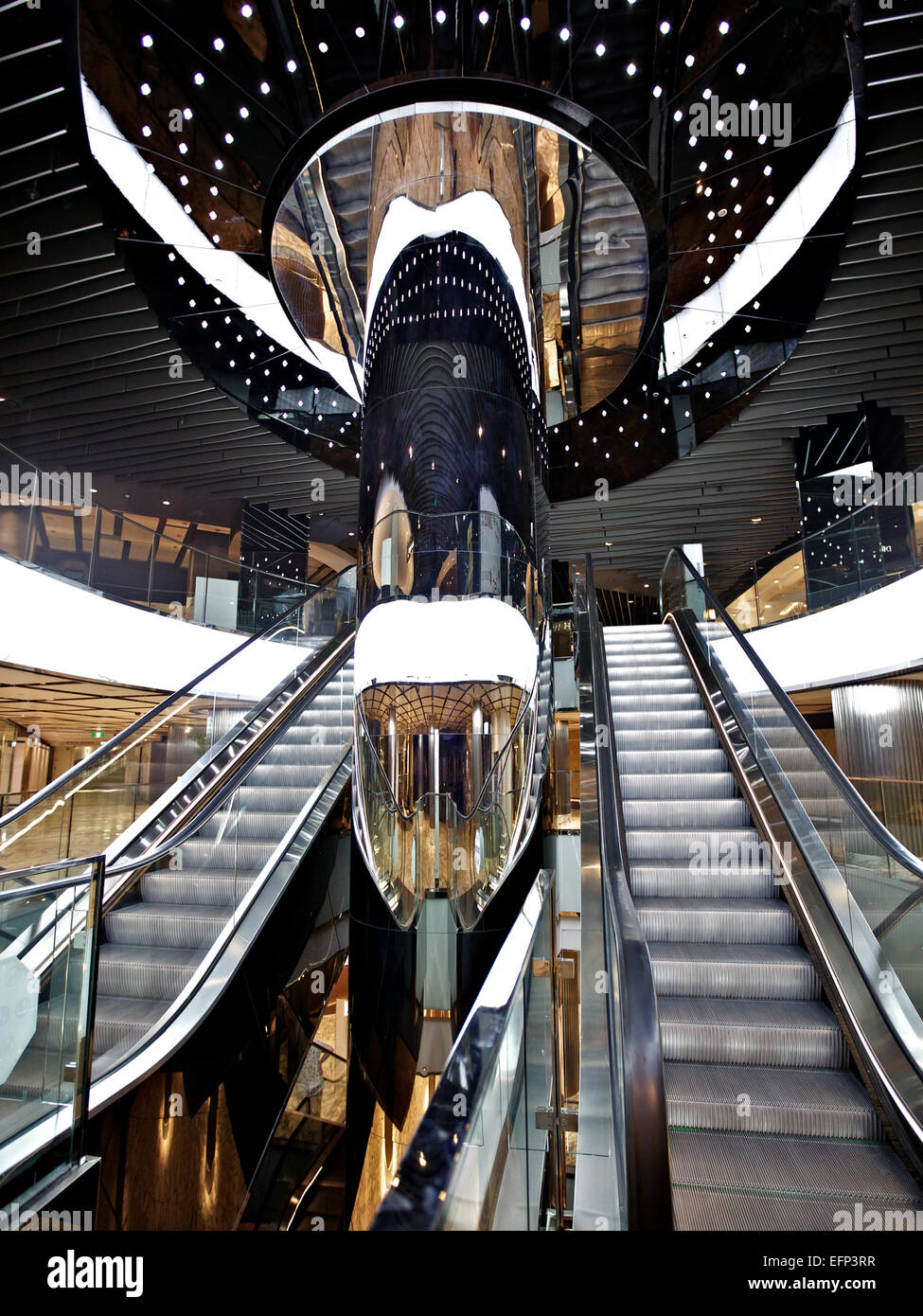 Inside a Shopping Center With Modern Interior Escalator Stock Photo - Alamy
