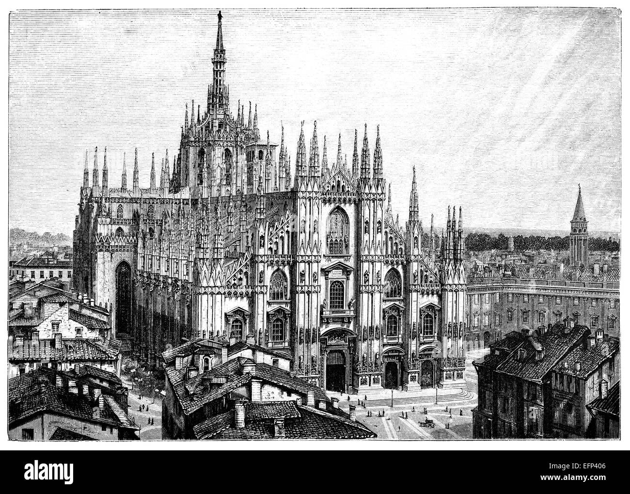 19th century engraving of Milan Cathedral, Milan, Rome Stock Photo - Alamy