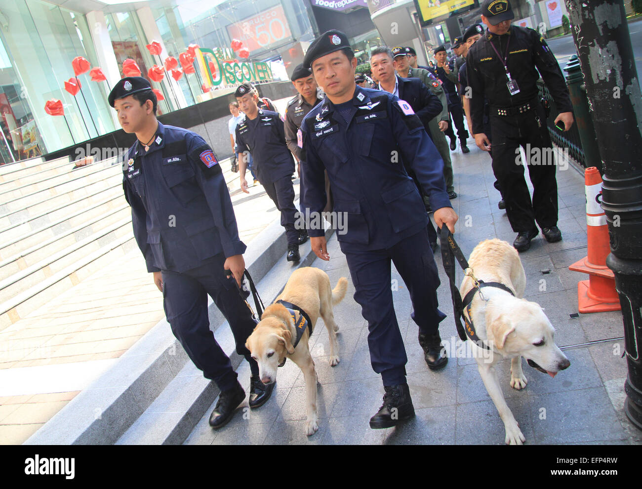 Thai K9 guard outside the luxury shopping center Siam Paragon in ...