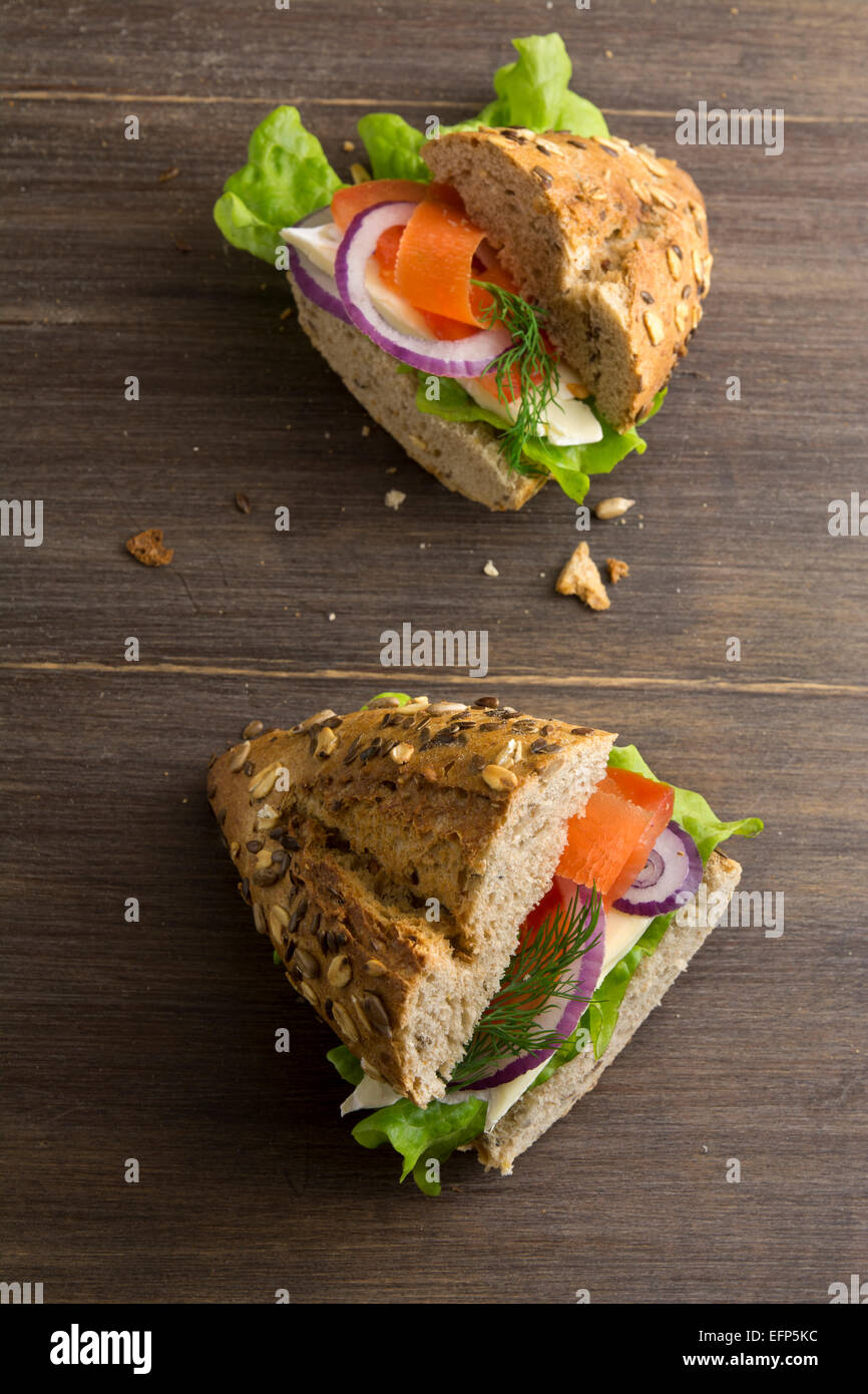 vegetarian sandwich with fresh ingredients and rustic bread Stock Photo ...