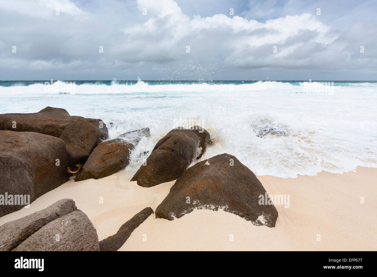 Anse Bazarca in the south of Mahe, Seychelles during a storm Stock ...