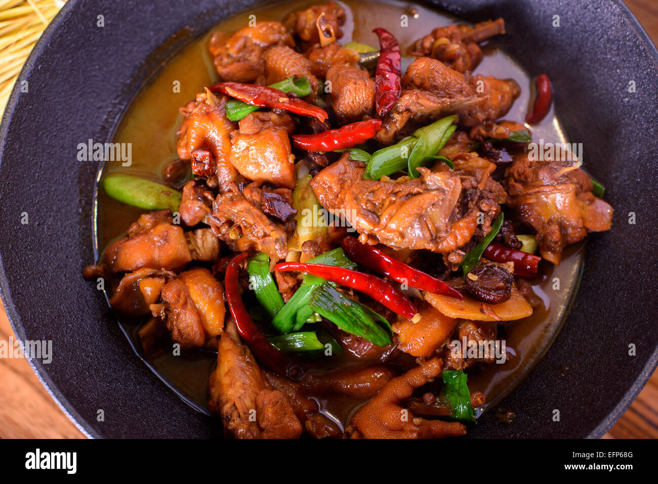 Chicken with Chili and Sichuan Pepper block Stock Photo - Alamy