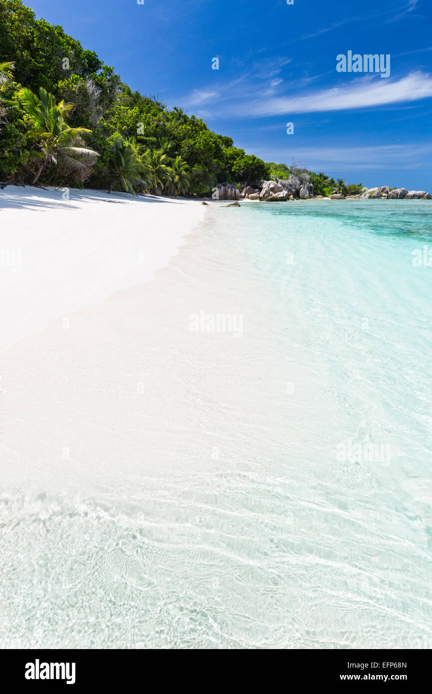 Perfect white beach Anse Pierrot near Source D'Argent in La Digue ...