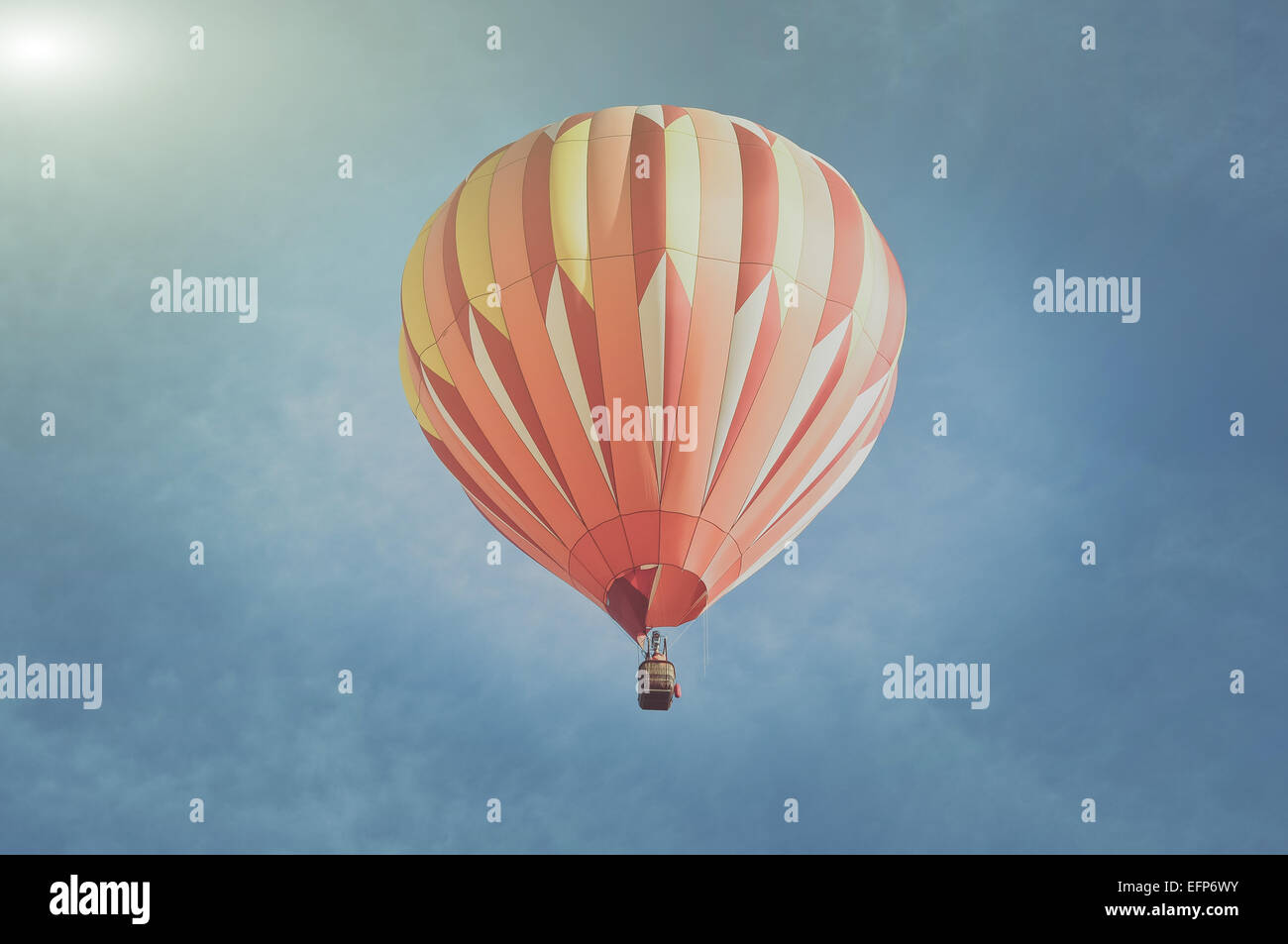 Retro Orange Hot Air Balloon with Sunlight Stock Photo - Alamy