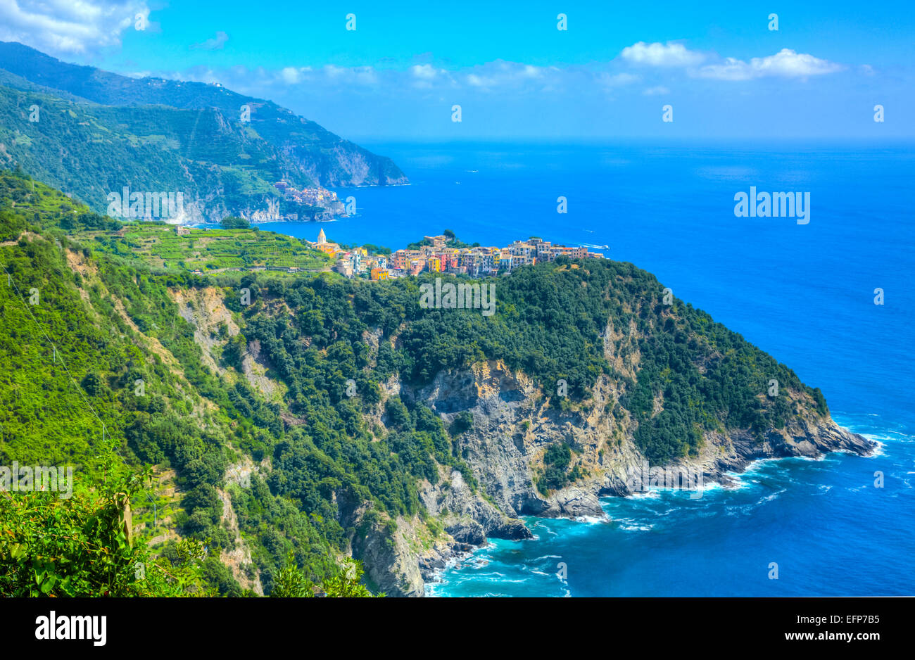 Beautiful coastal landscape located on the Italian Riviera in Cinque ...