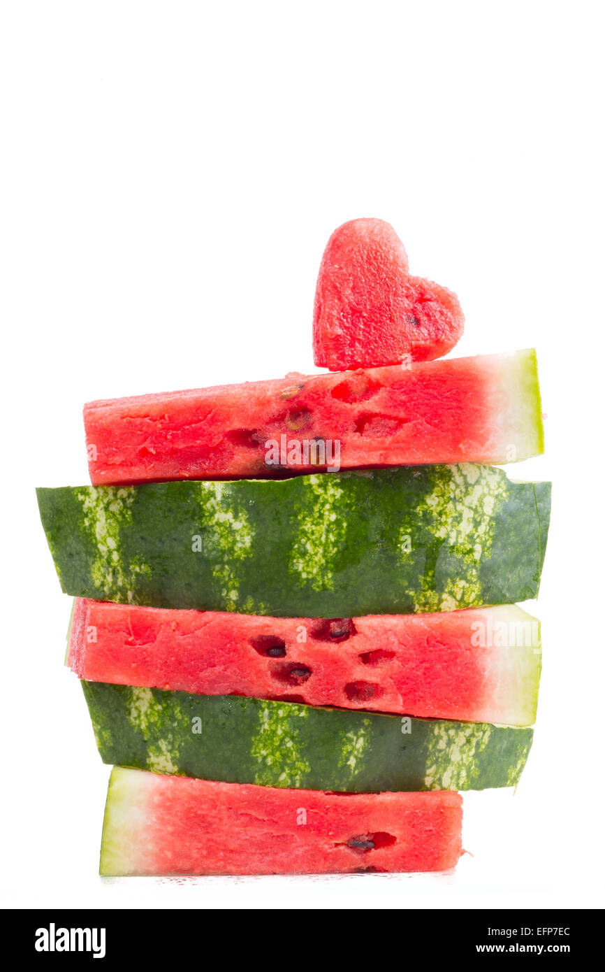 Watermelon cut as heart shape Stock Photo - Alamy