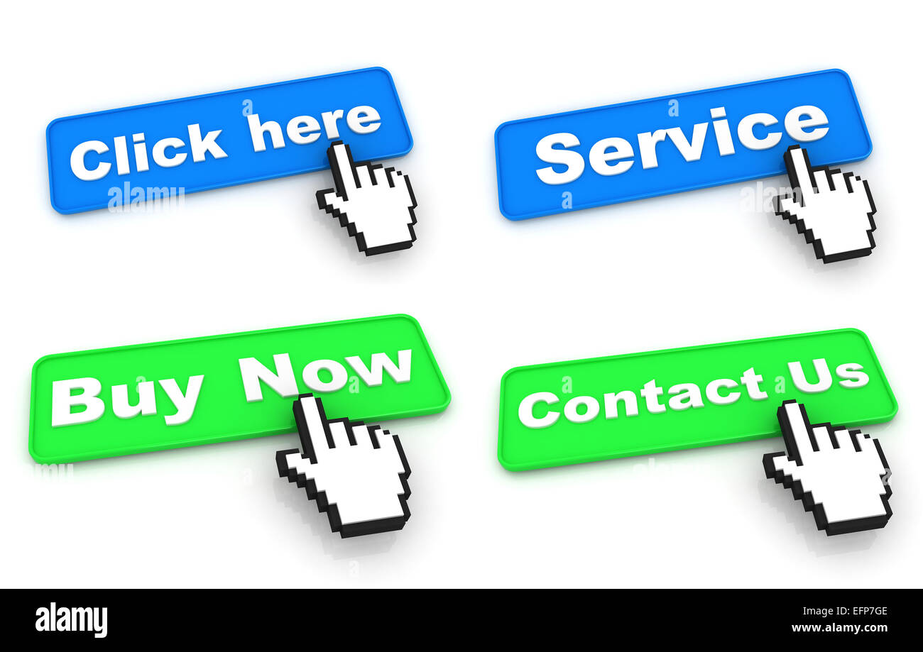 Set of Buttons on Keyboard. Web Design Concept. 3D Stock Photo - Alamy