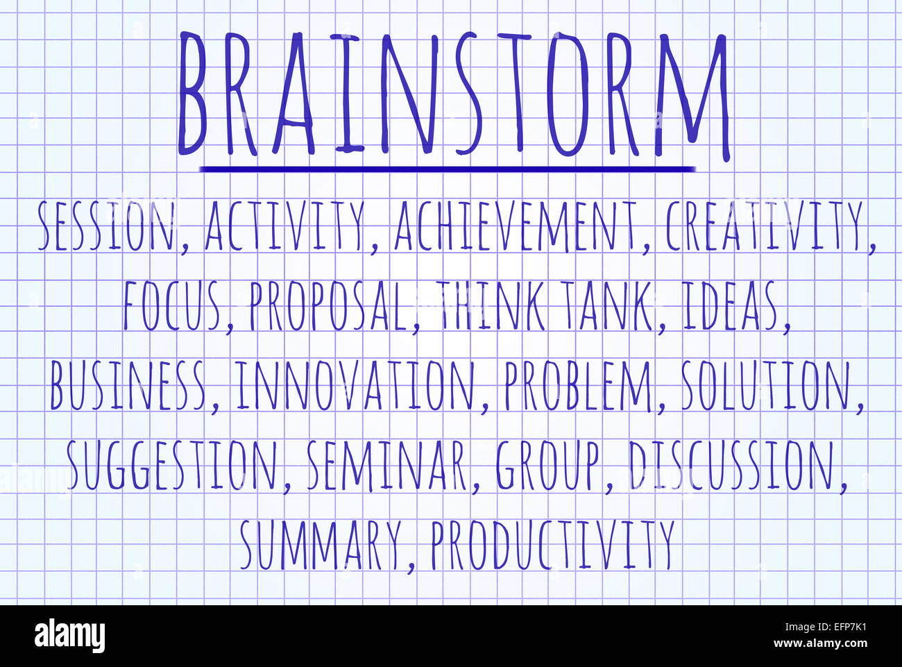 Brainstorm word cloud written on a piece of paper Stock Photo - Alamy