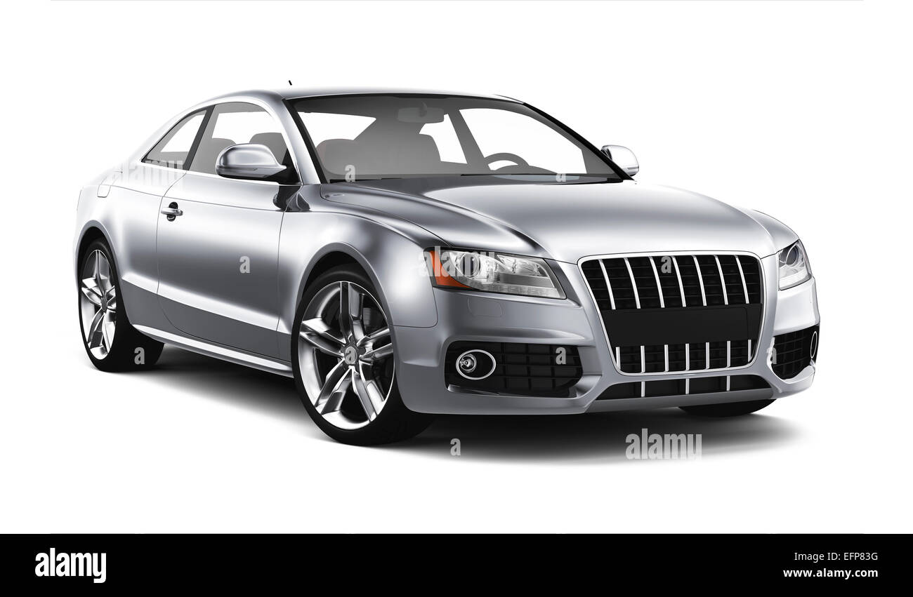 Silver coupe car Stock Photo - Alamy
