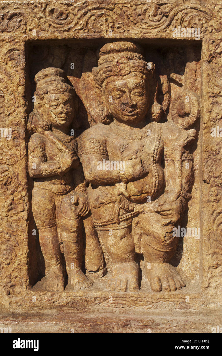 Miniature figures on the doorway. Laxman temple Sirpur, Dist ...