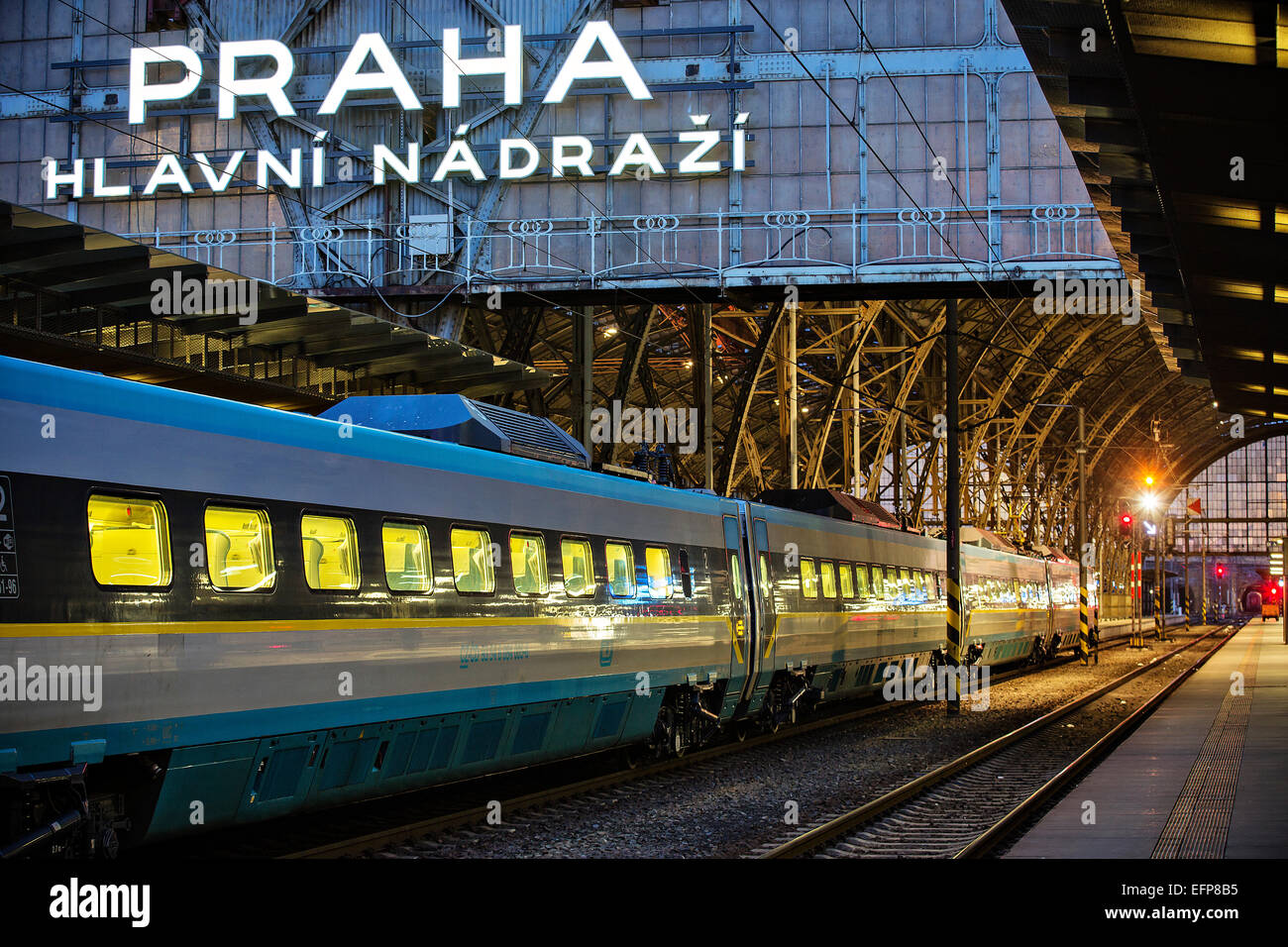 Prague main railway station Stock Photo - Alamy