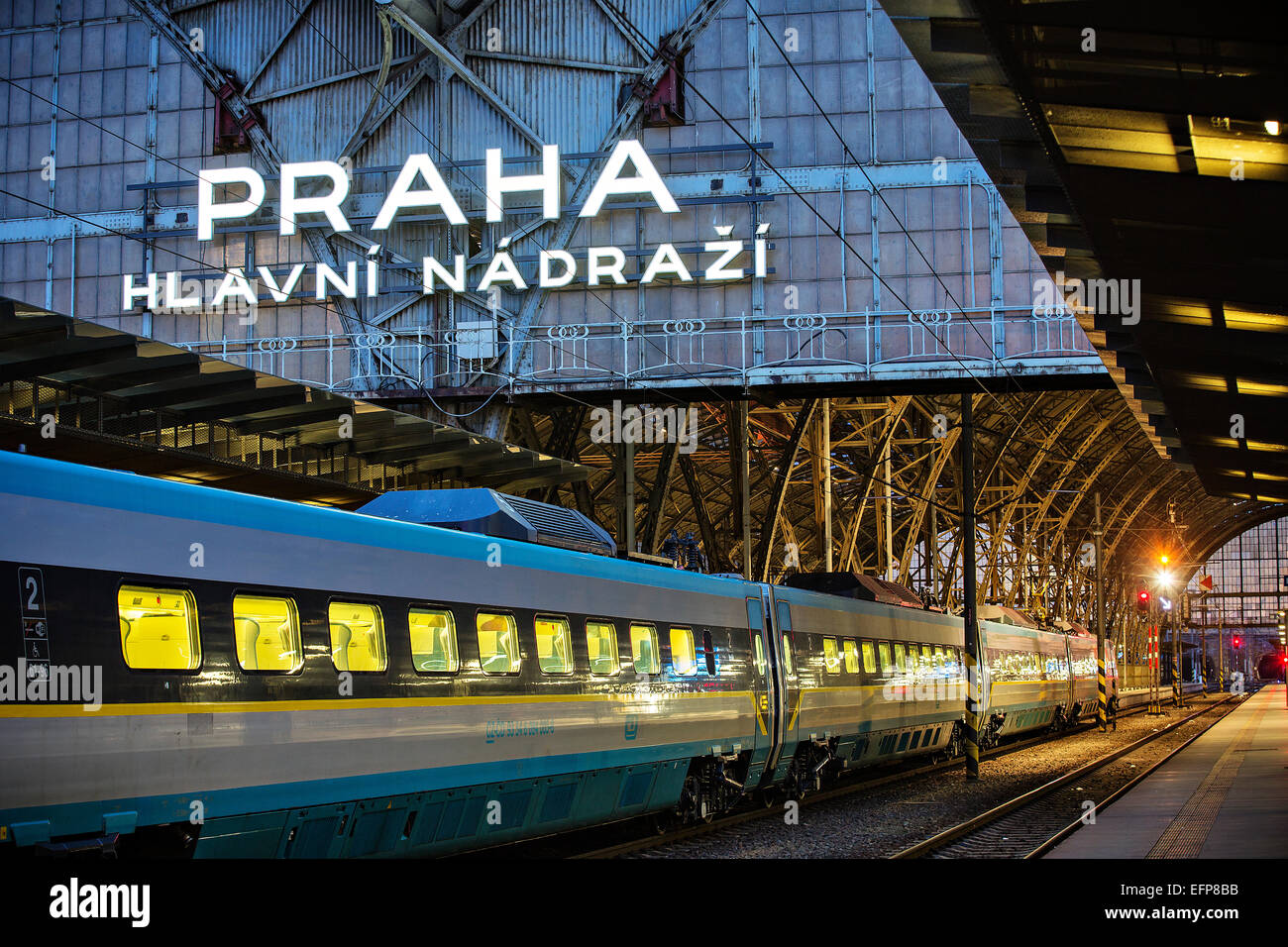 Prague main railway station Stock Photo - Alamy