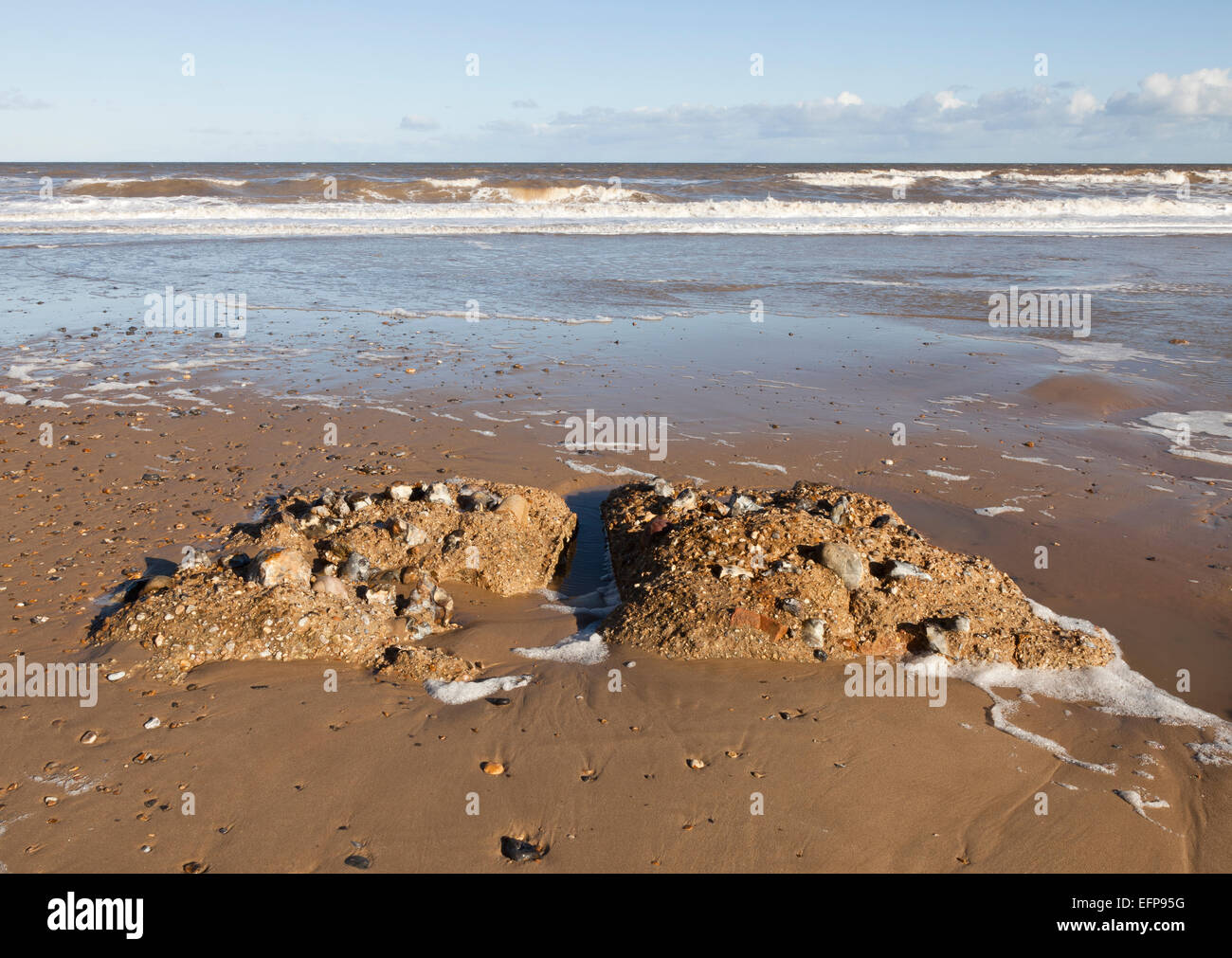 Walcott beach in Winter on the north Norfolk coast, in England, UK ...