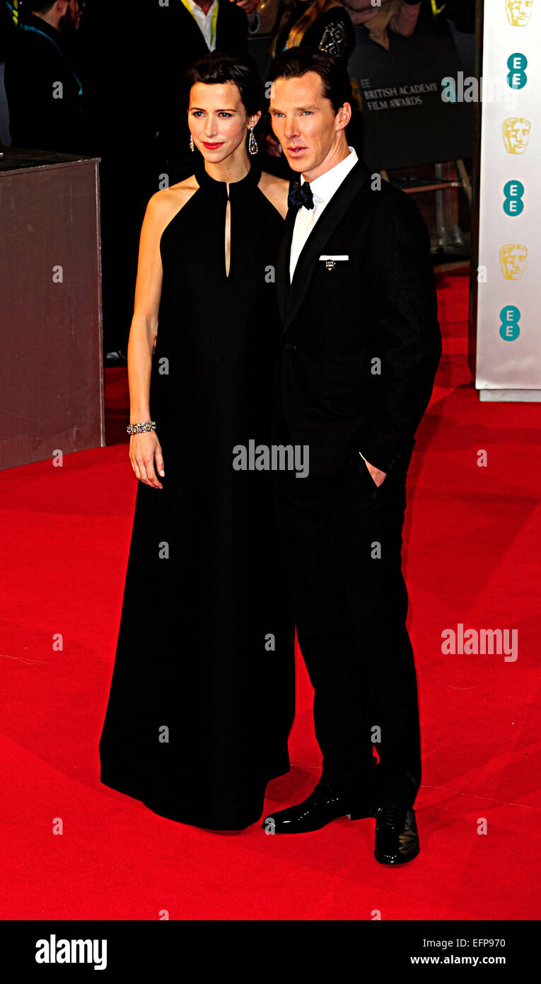 London, UK. 8th February, 2015. Benedict Cumberbatch & Fiancee Sophie ...