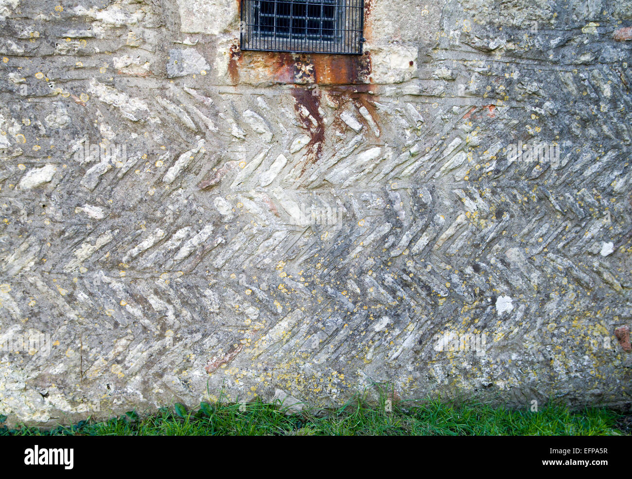 Lias limestone arranged in Herring Bone pattern, St Peters Church, Old ...