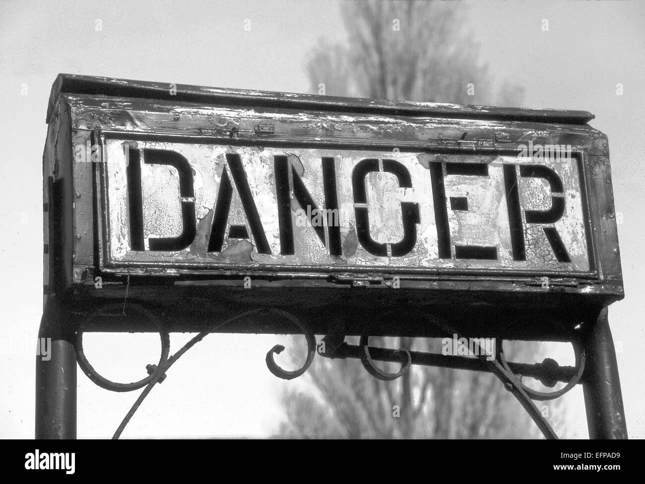 Hazard warning sign Black and White Stock Photos & Images - Alamy
