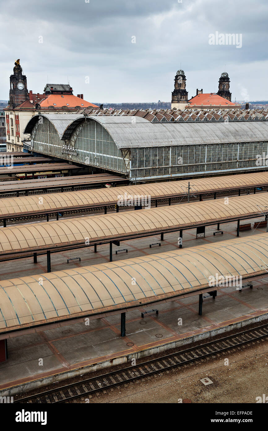 Prague main railway station Stock Photo - Alamy