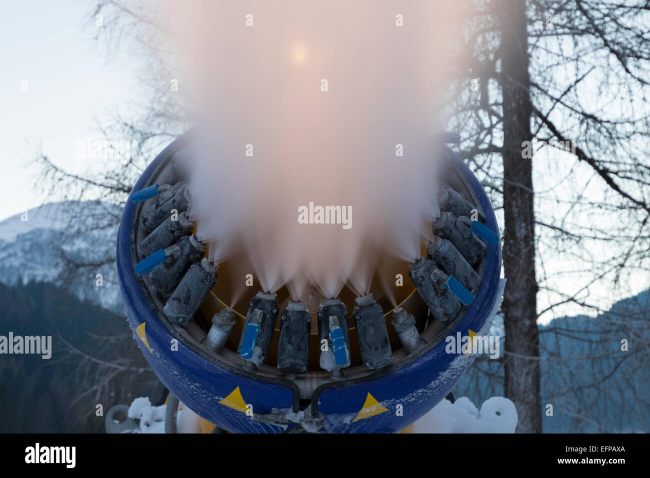 Snow making machine close up in the dolomites Stock Photo - Alamy