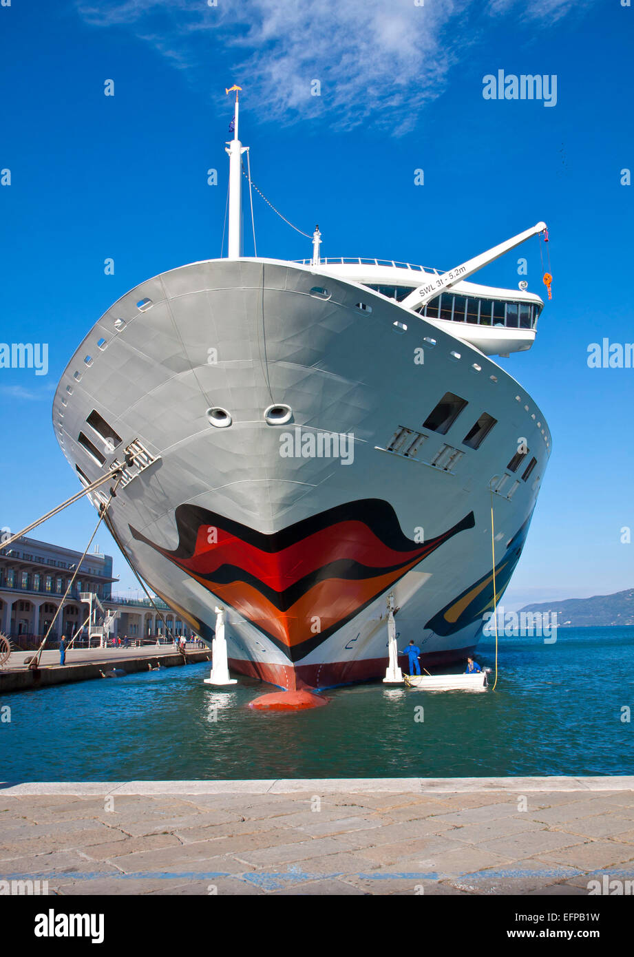 TRIESTE, ITALY Passenger ship is moored near the Maritime station at ...