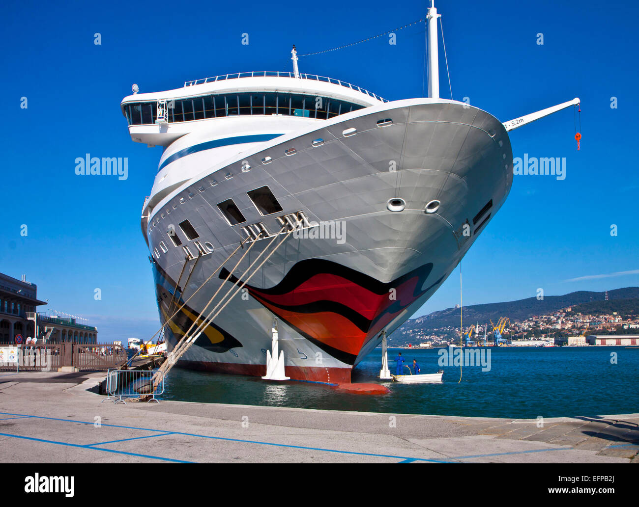 TRIESTE, ITALY - Passenger ship is moored near the Maritime station at ...