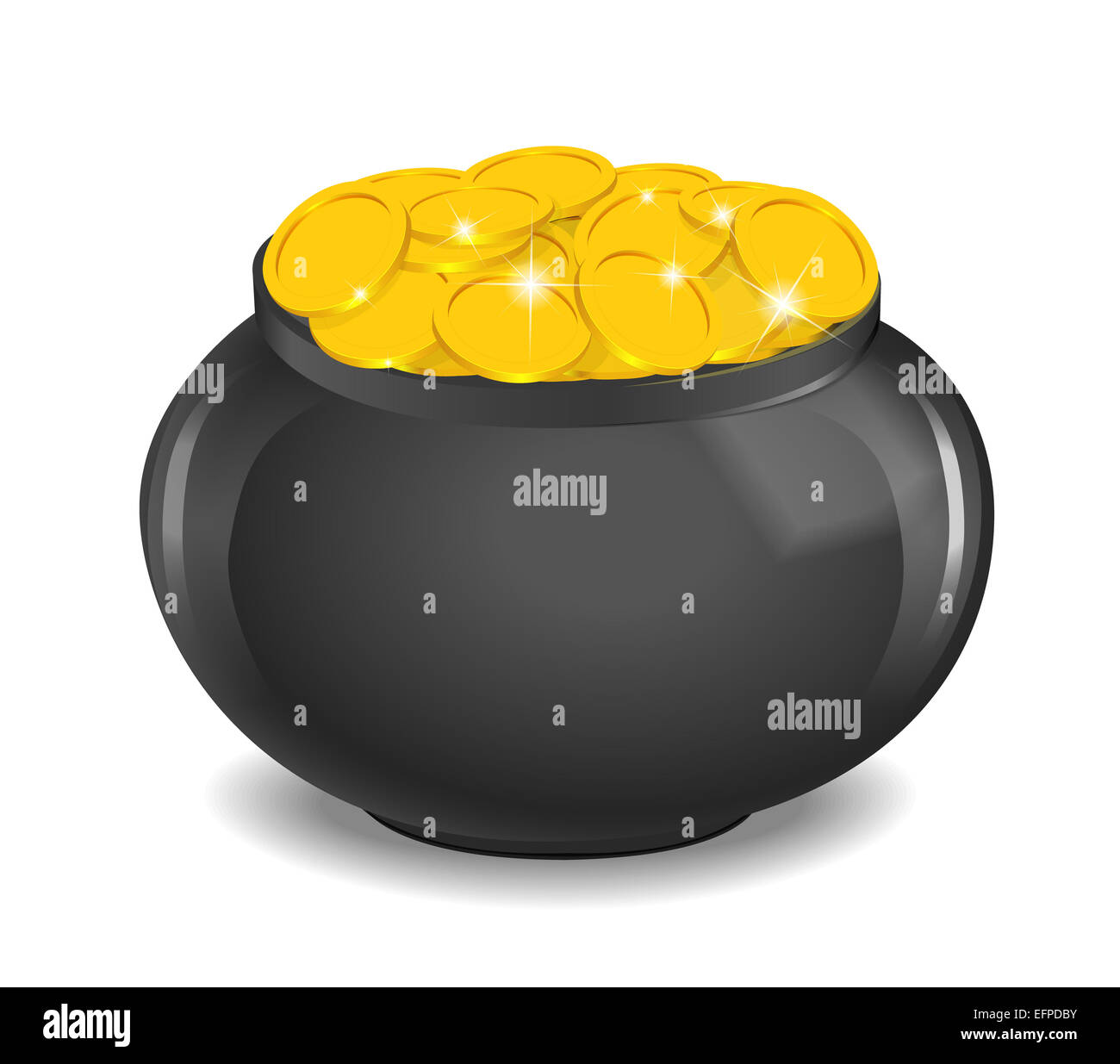 Pot full of golden coins Stock Photo - Alamy